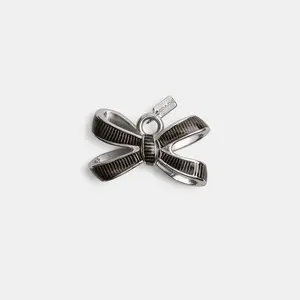 COACH Bow Shoelace Charm - Silver/black