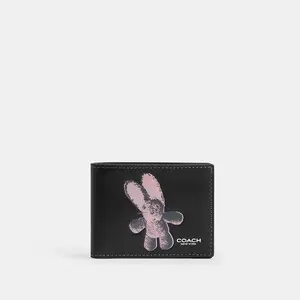 COACH Slim Billfold Wallet With Floppy Graphic - Black