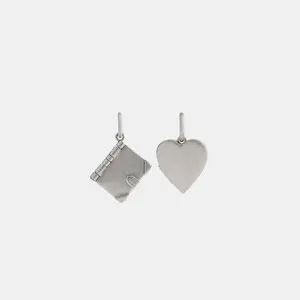 COACH Mismatched Heart Locket And Book Hoop Earrings