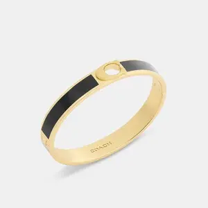 COACH Signature Enamel Hinged Bangle Bracelet - Gold/black