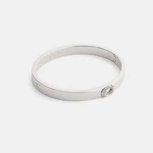 COACH Pavé C Hinged Bangle - Silver