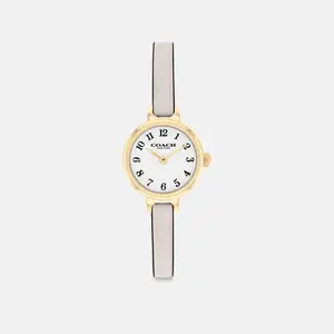 COACH Iris Watch, Gold Tone, Leather Strap - Chalk