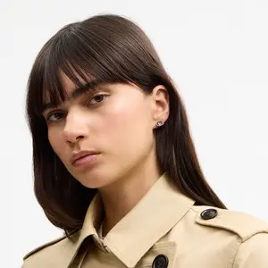COACH Enamel Signature Stud Earrings - Silver/black