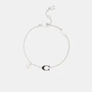 COACH Enamel Signature Heart Charm Chain Bracelet