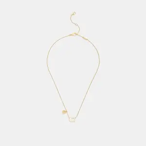 COACH Enamel Signature Tea Rose Charm Pendant Necklace