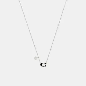 COACH Enamel Signature Heart Charm Pendant Necklace