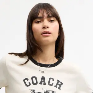 COACH Enamel Signature Heart Charm Pendant Necklace