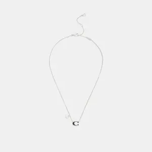 COACH Enamel Signature Heart Charm Pendant Necklace