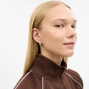 COACH Signature Repeated C Huggie Earrings With Crystals