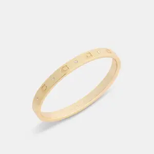 COACH Repeated C Hinged Bangle Bracelet With Crystals - Gold