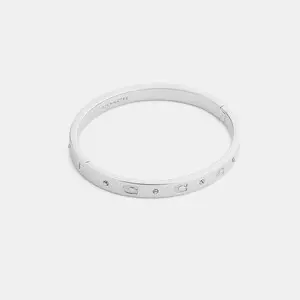 COACH Signature Hinged Bangle Bracelet - Silver