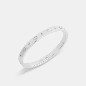 COACH Signature Hinged Bangle Bracelet - Silver