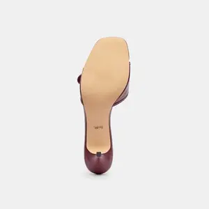 COACH Margot Leather Kitten Heel Sandal - Dark Cherry