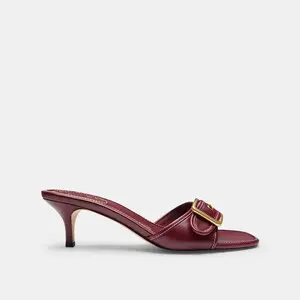 COACH Margot Leather Kitten Heel Sandal - Dark Cherry