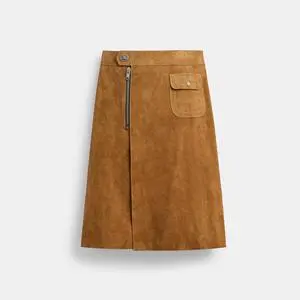 COACH Heritage Suede Midi Skirt
