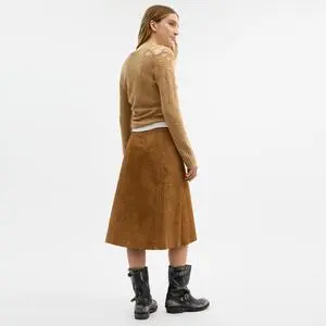COACH Heritage Suede Midi Skirt