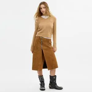 COACH Heritage Suede Midi Skirt