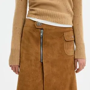 COACH Heritage Suede Midi Skirt