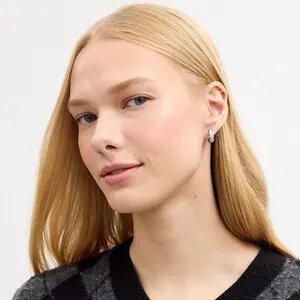 COACH Pavé C Huggie Earrings - Silver