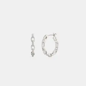 COACH Linked C Small Hoop Earrings - Silver