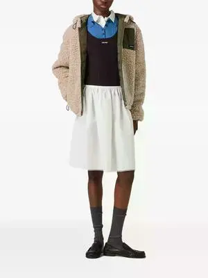 Miu Miu Teddy Fleece Drawstring Hooded Jacket - Neutrals