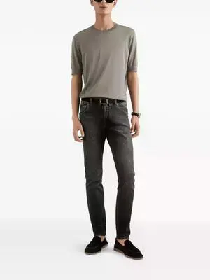 Dolce & Gabbana Slim-cut Jeans With Logo Plaque - Grey
