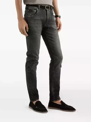 Dolce & Gabbana Slim-cut Jeans With Logo Plaque - Grey