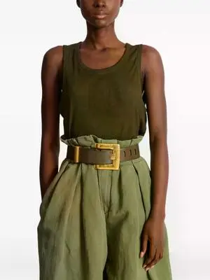 Balmain Anthem Calfskin Belt - Green