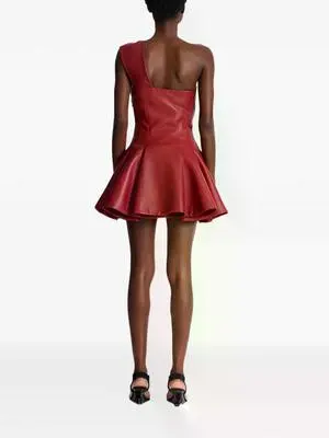 Balmain One-shoulder Leather Mini Dress