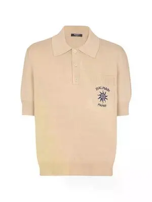 Balmain Short-sleeve Knitted Polo Shirt - Neutrals