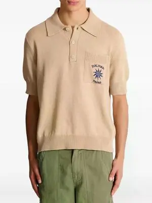 Balmain Short-sleeve Knitted Polo Shirt - Neutrals