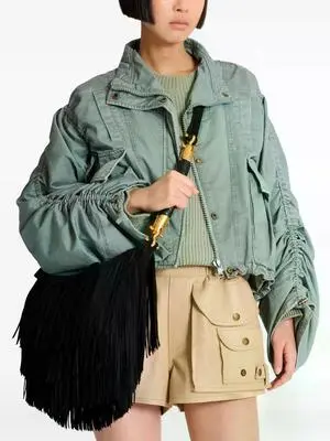 Balmain Ebene Hobo Fringed Shoulder Bag - Black