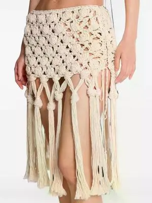 Balmain Crochet Knit Skirt - Neutrals