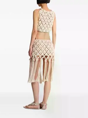 Balmain Crochet Knit Skirt - Neutrals