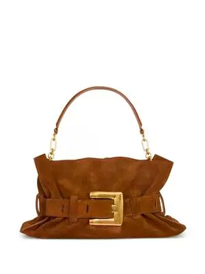 Balmain Medium Anthem Suede Shoulder Bag - Brown
