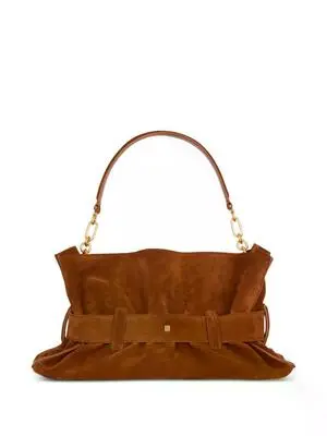 Balmain Medium Anthem Suede Shoulder Bag - Brown