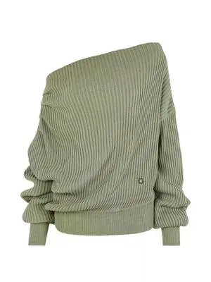 Balmain Asymmetric Ribbed-knit Sweater - Green