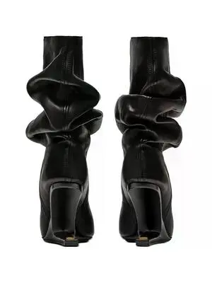 Balmain Pointed Toe Wedge Leather Ankle Boots - Black