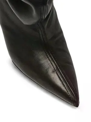 Balmain Pointed Toe Wedge Leather Ankle Boots - Black