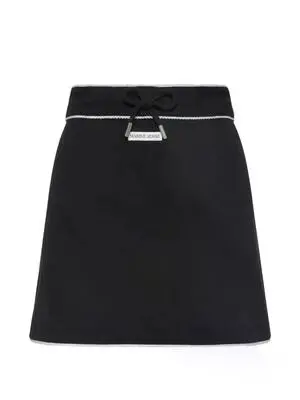 MARINE SERRE Ribbed Mini Skirt With Drawstring - Black
