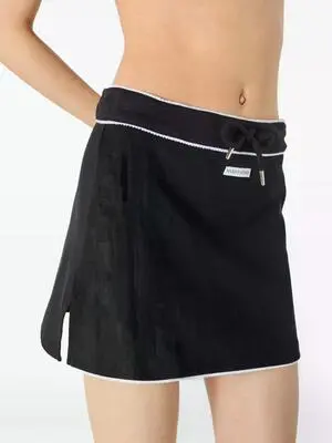 MARINE SERRE Ribbed Mini Skirt With Drawstring - Black