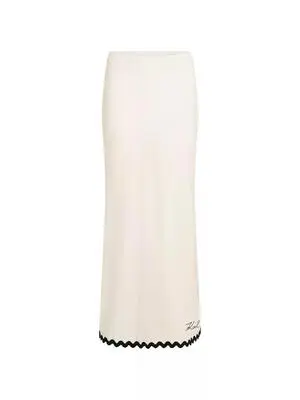Karl Lagerfeld Signature Scallop Maxi Skirt - Neutrals