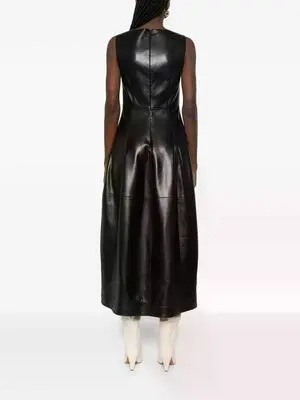 Nanushka Crew-neck Fluted-hem Midi Dress - Black