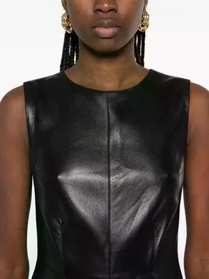 Nanushka Crew-neck Fluted-hem Midi Dress - Black