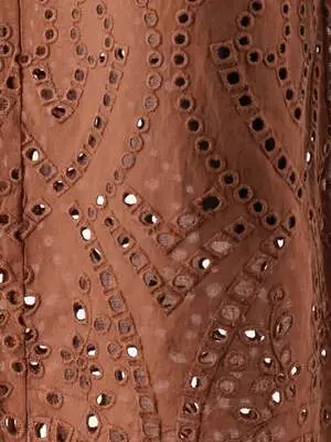 MC2 SAINT BARTH Inez Sangallo Lace Wide Leg Trousers - Brown