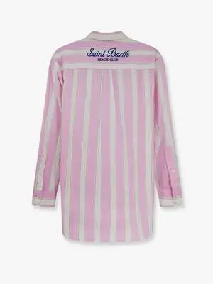 MC2 SAINT BARTH Brigitte Striped Cotton Shirt - Pink