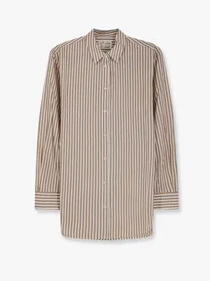 MC2 SAINT BARTH Brigitte Striped Cotton Shirt - Beige