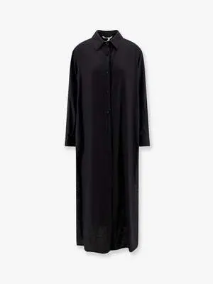 HEVO Arigliano Viscose And Linen Chemisier Dress - Black