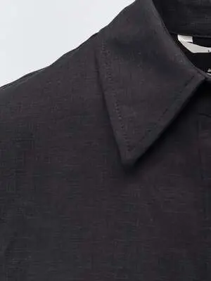 HEVO Arigliano Viscose And Linen Chemisier Dress - Black