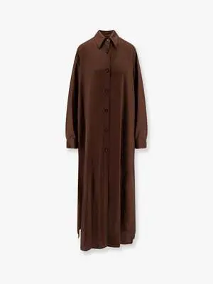 HEVO Arigliano Linen And Viscose Chemisier Dress - Brown